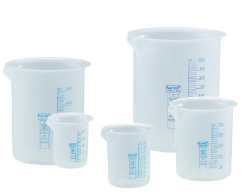 Bicchiere graduato in polipropilene blu forma bassa | Cenigomma